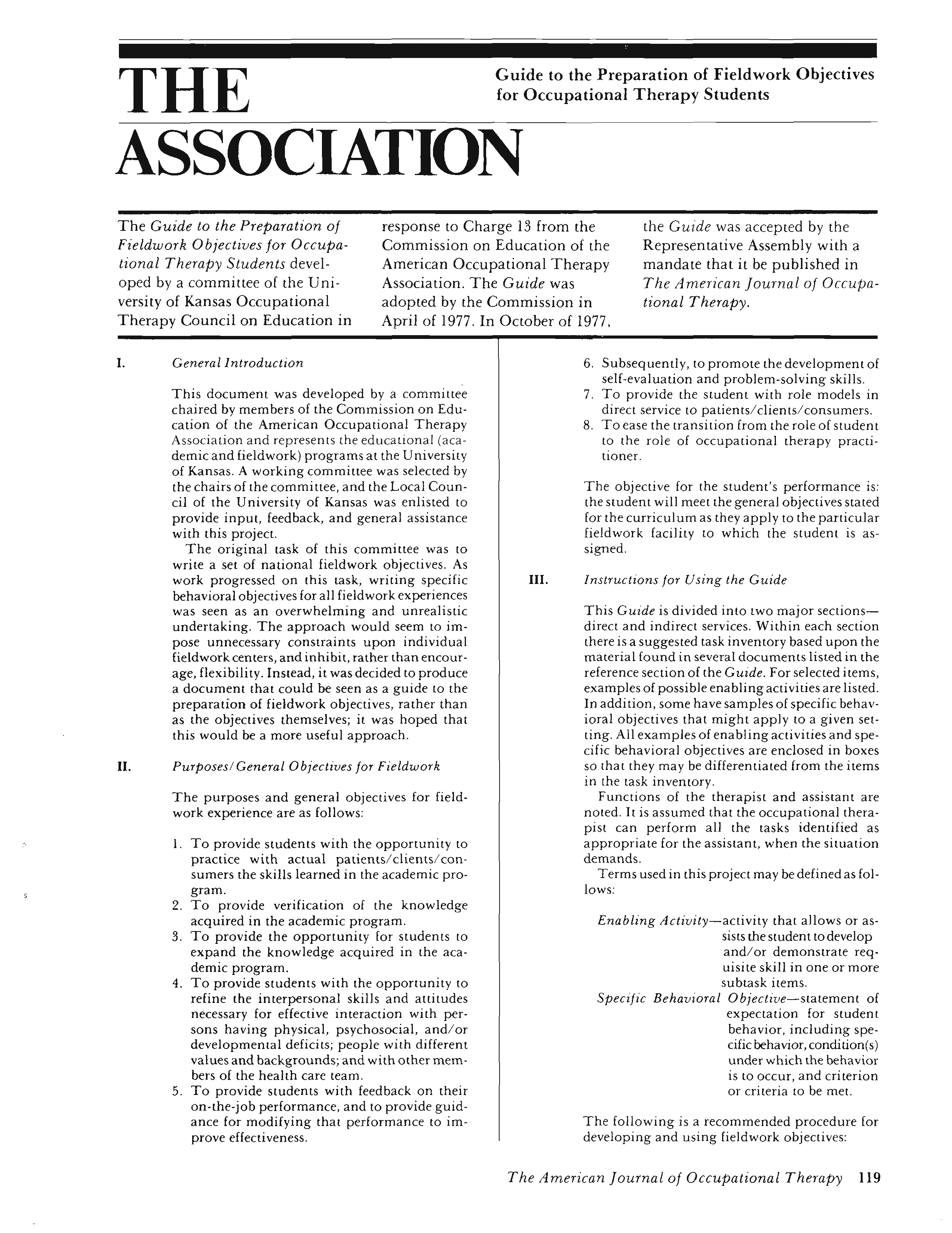 Guide to the Preparation of Fieldwork Objectives for Occupational ...