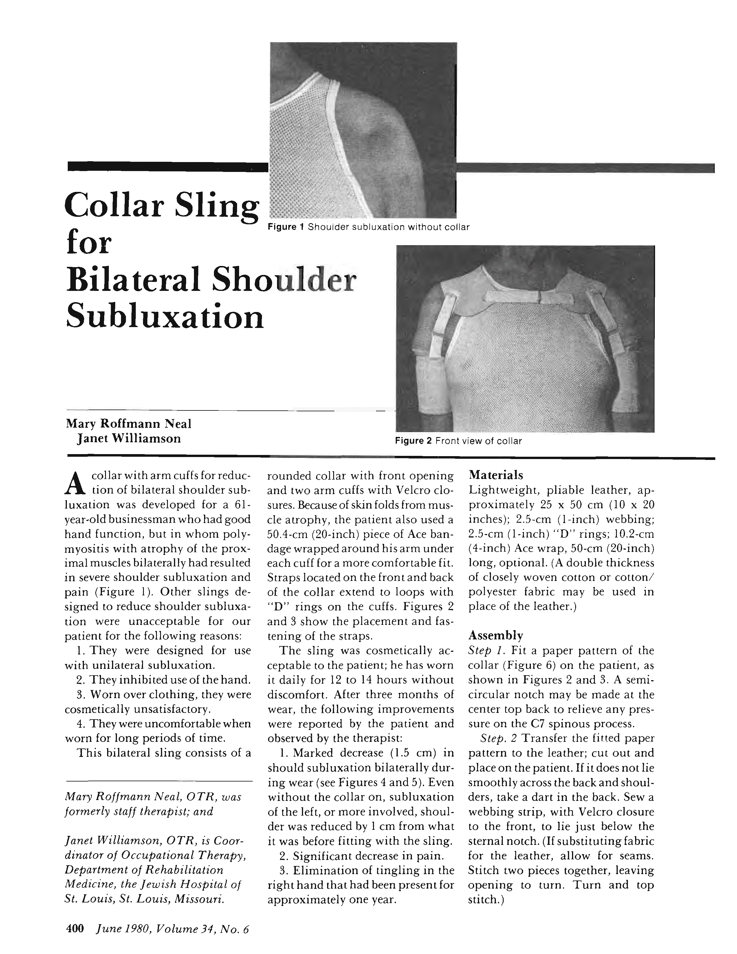Collar Sling for Bilateral Shoulder Subluxation | The American Journal ...
