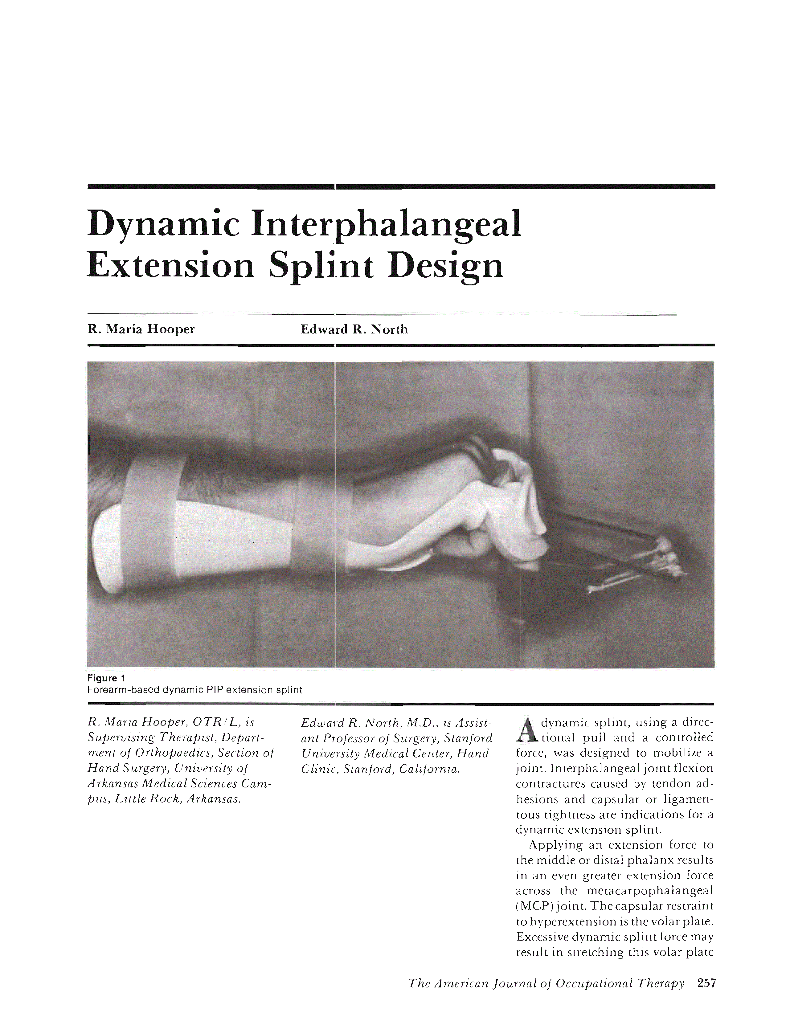 Dynamic Interphalangeal Extension Splint Design | The American Journal ...