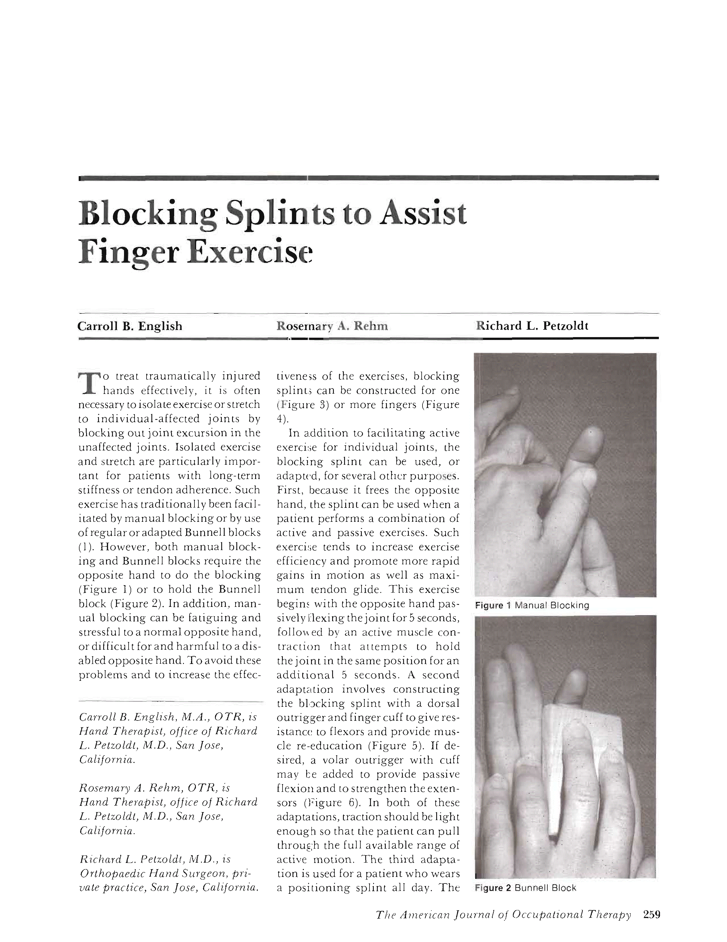 Blocking Splints to Assist Finger Exercise | The American Journal of ...