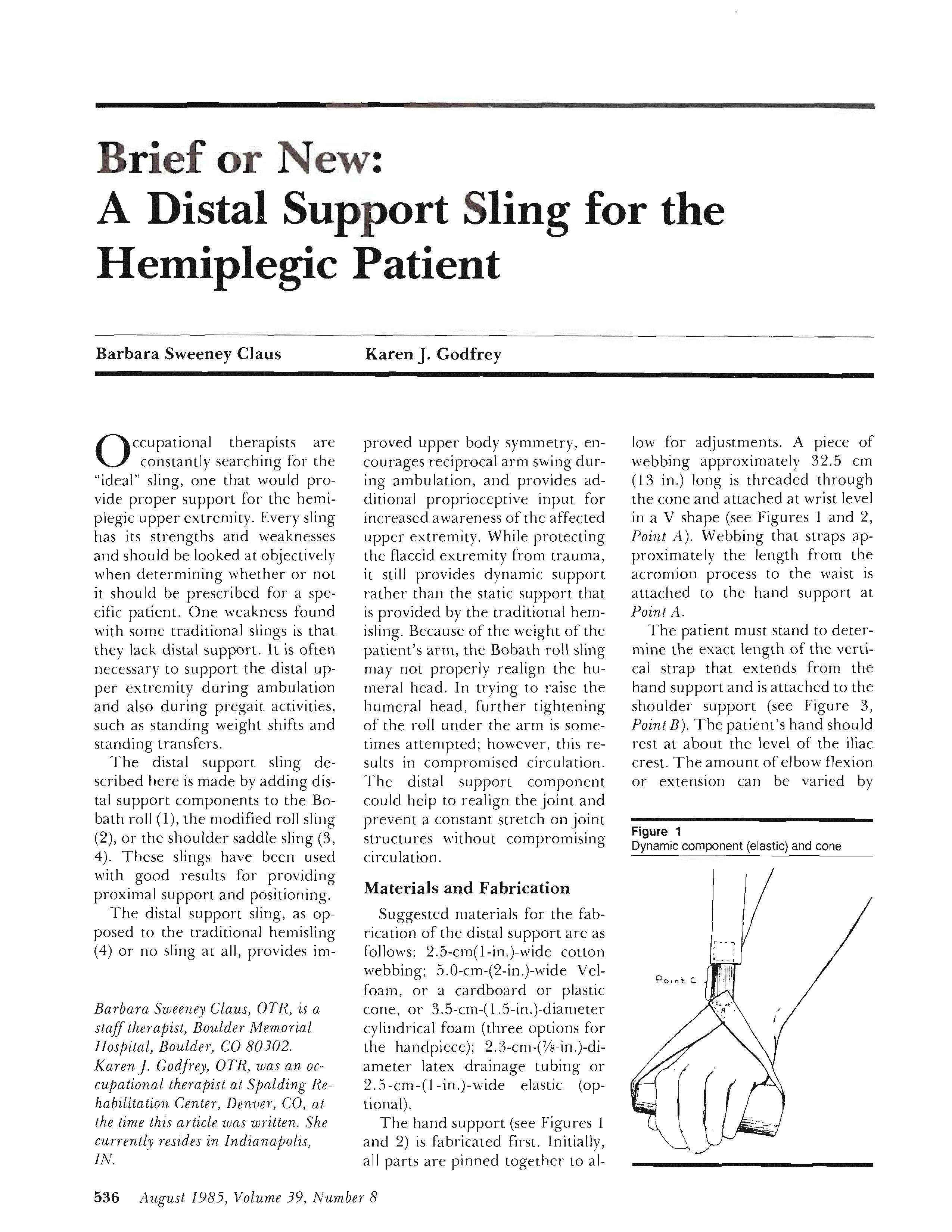A Distal Support Sling for the Hemiplegic Patient | The American ...