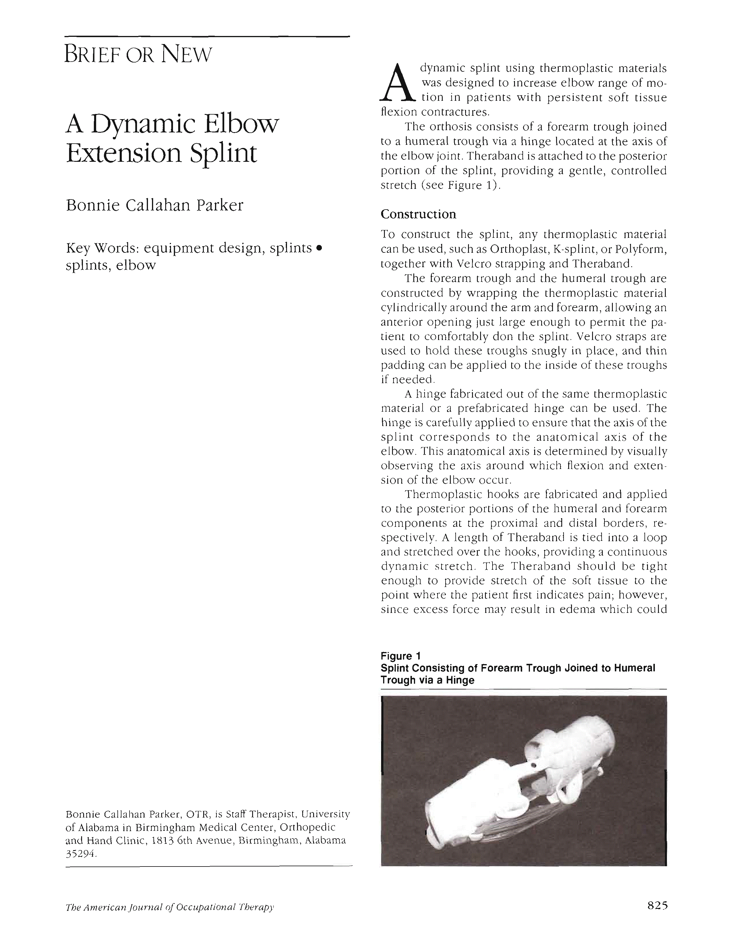 A Dynamic Elbow Extension Splint | The American Journal of Occupational ...