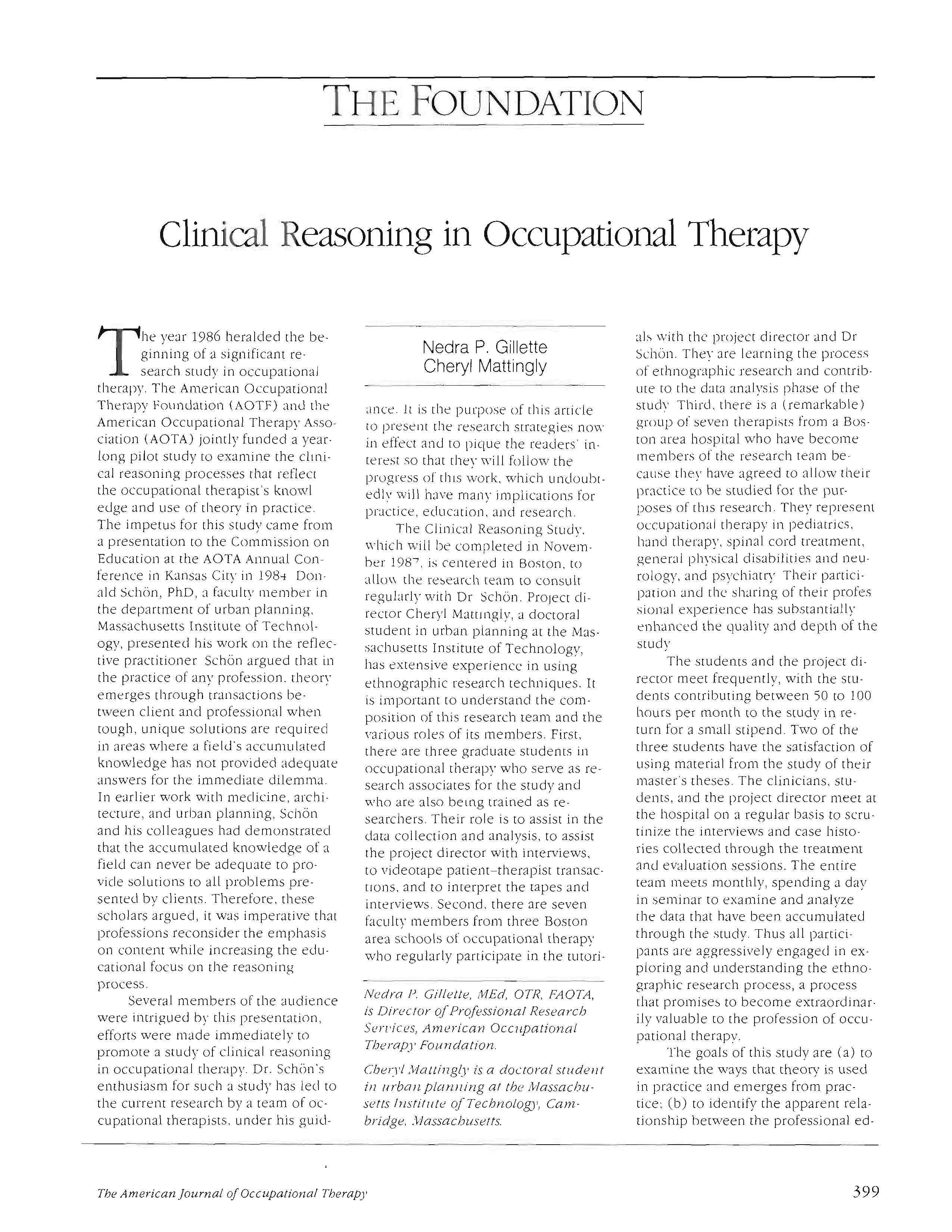 Clinical Reasoning in Occupational Therapy | The American Journal of ...