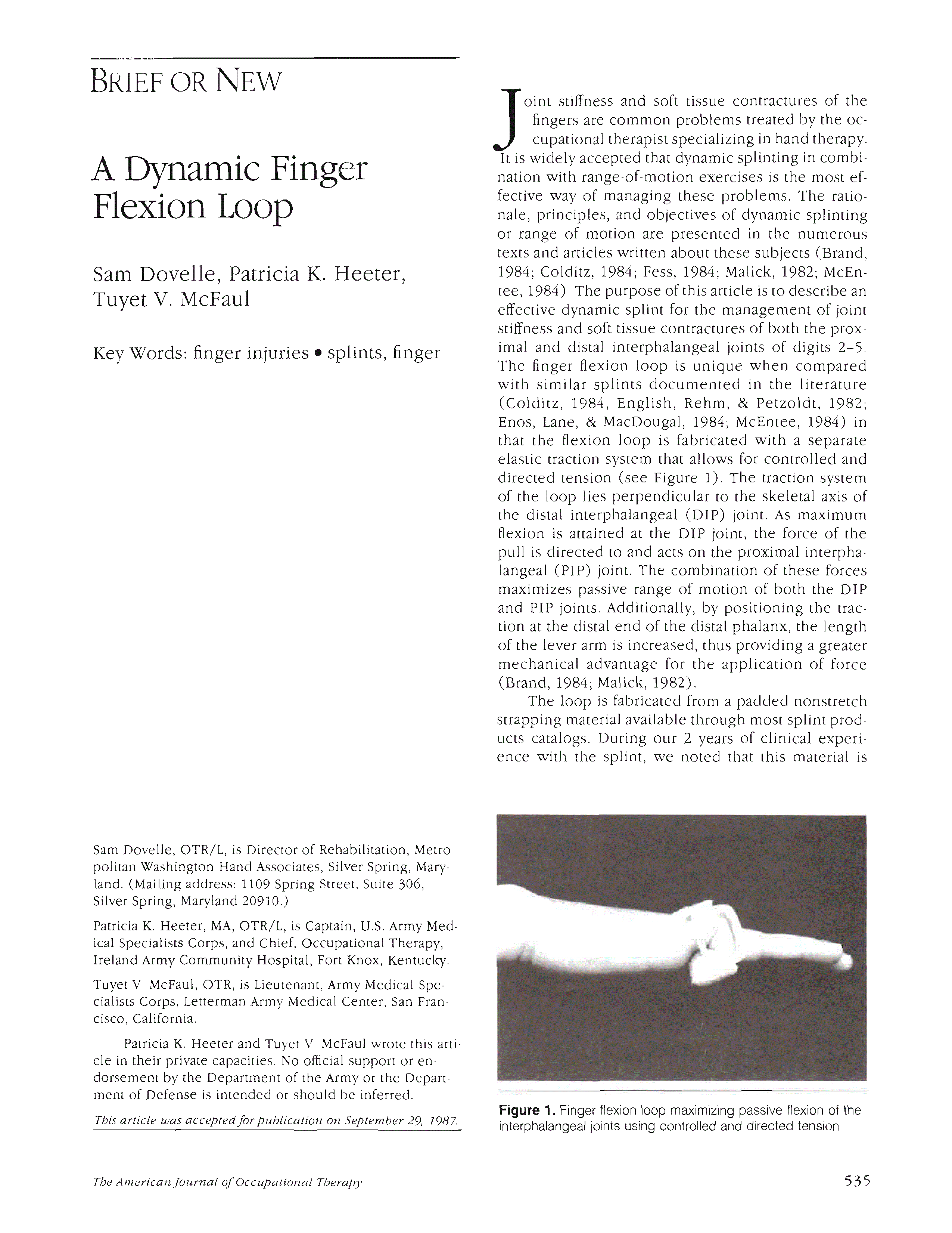 A Dynamic Finger Flexion Loop | The American Journal of Occupational ...