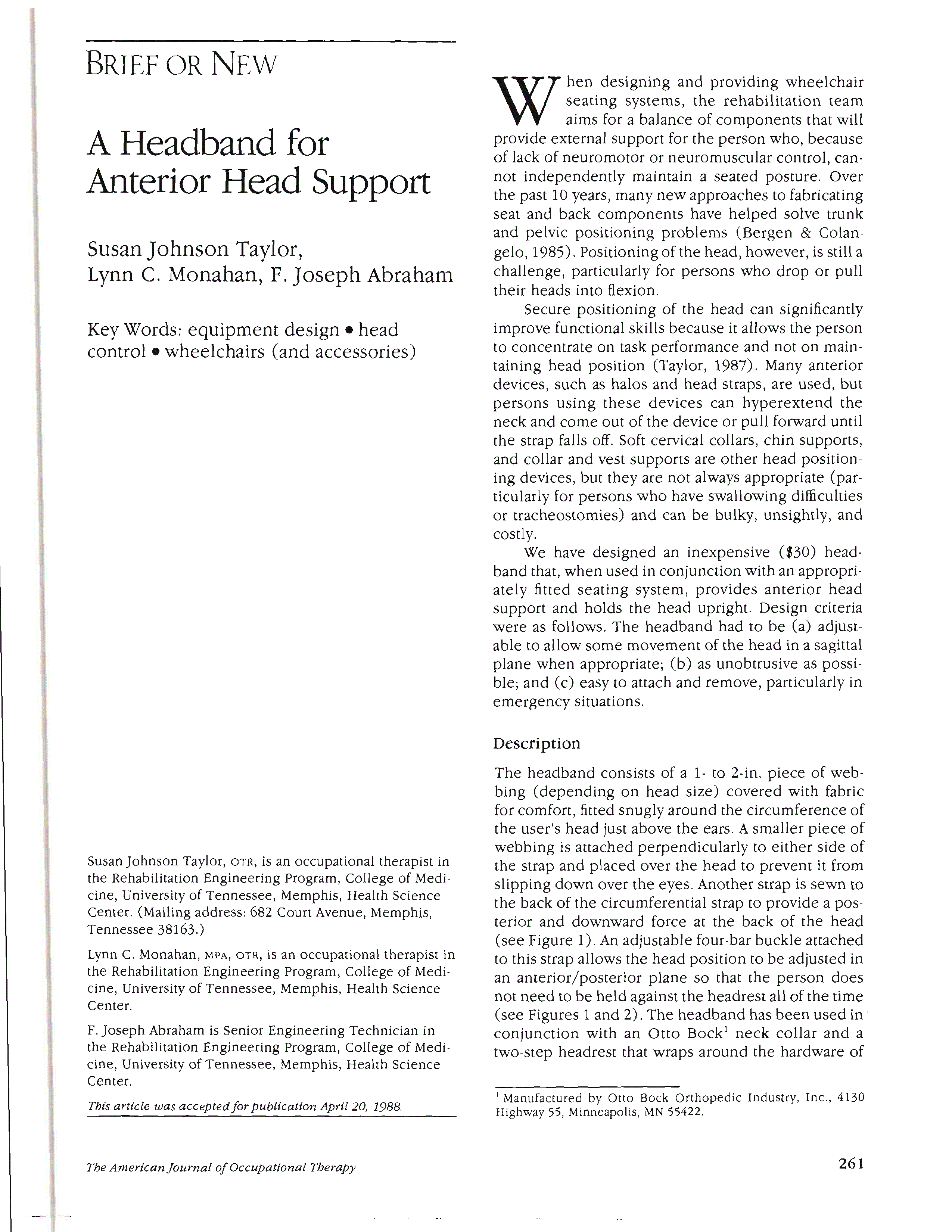 A Headband for Anterior Head Support | The American Journal of ...