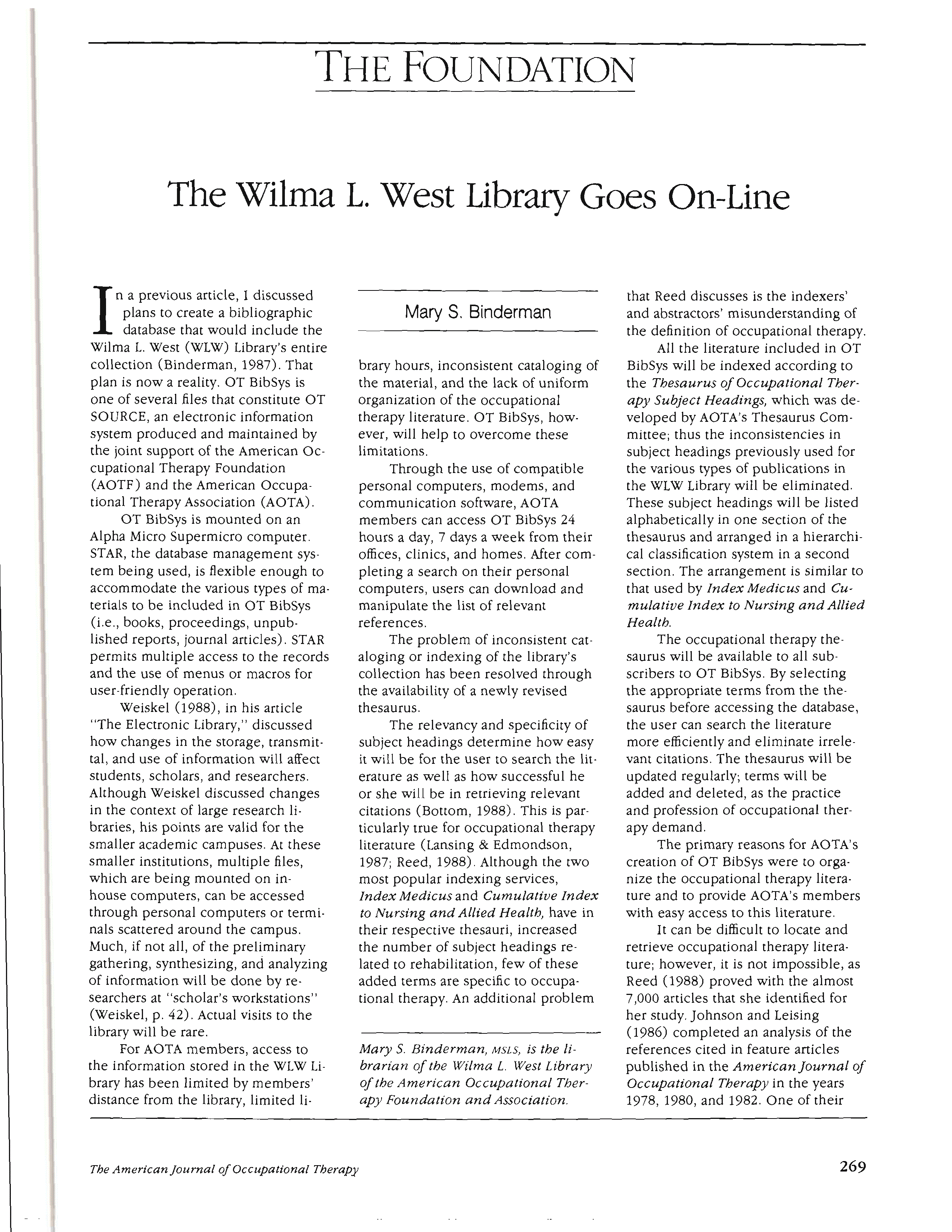 The Wilma L. West Library Goes On-Line | The American Journal of ...