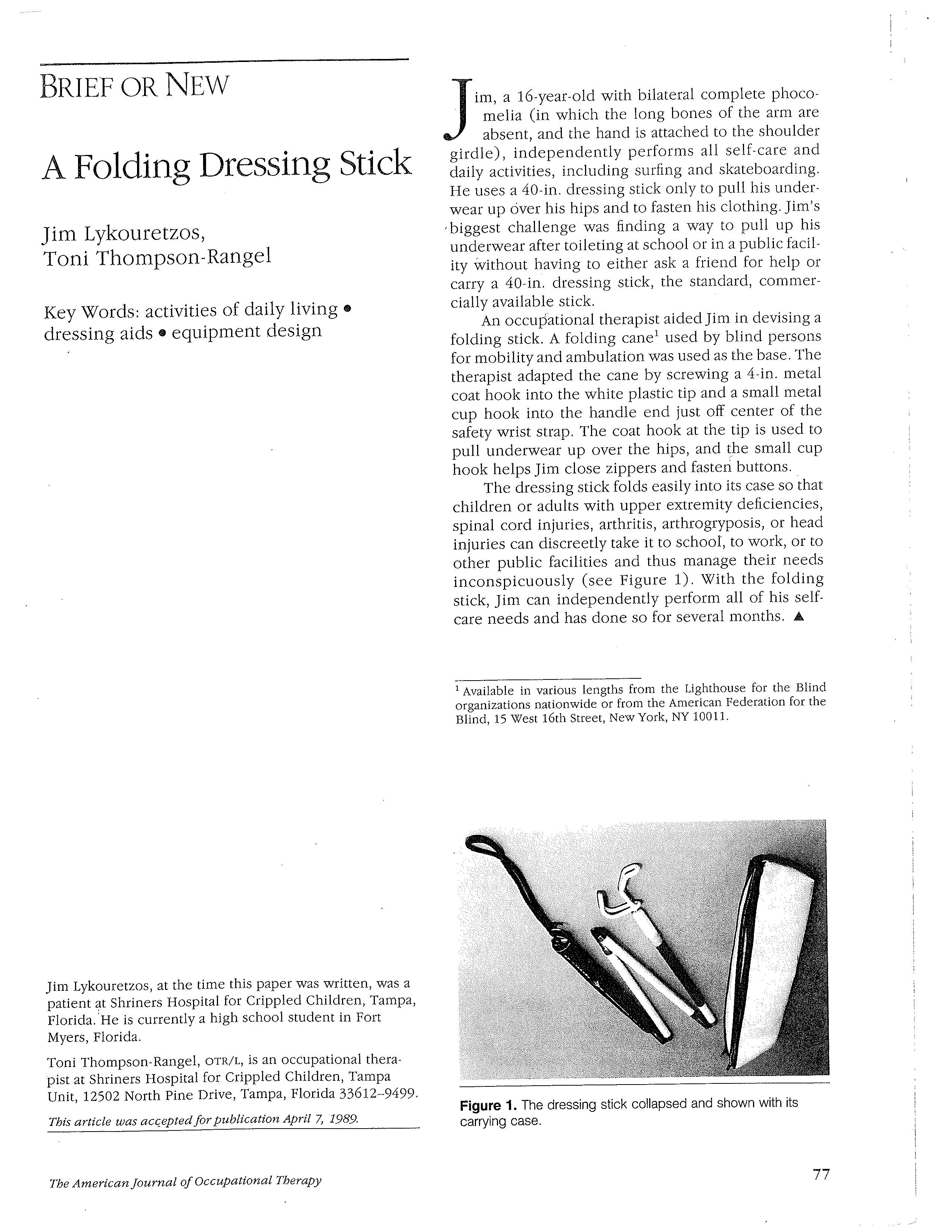 A Folding Dressing Stick | The American Journal of Occupational Therapy ...