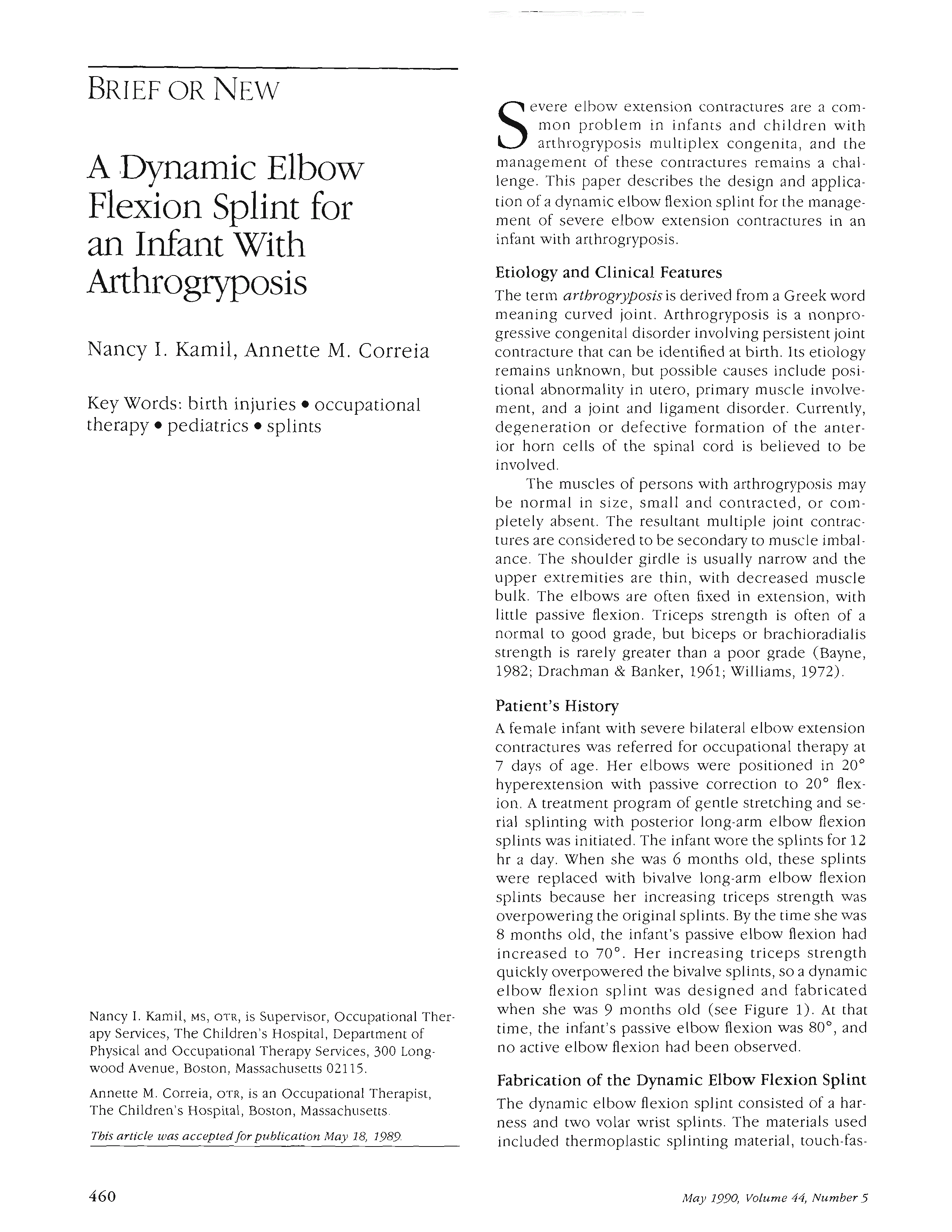 A Dynamic Elbow Flexion Splint for an Infant With Arthrogryposis | The ...
