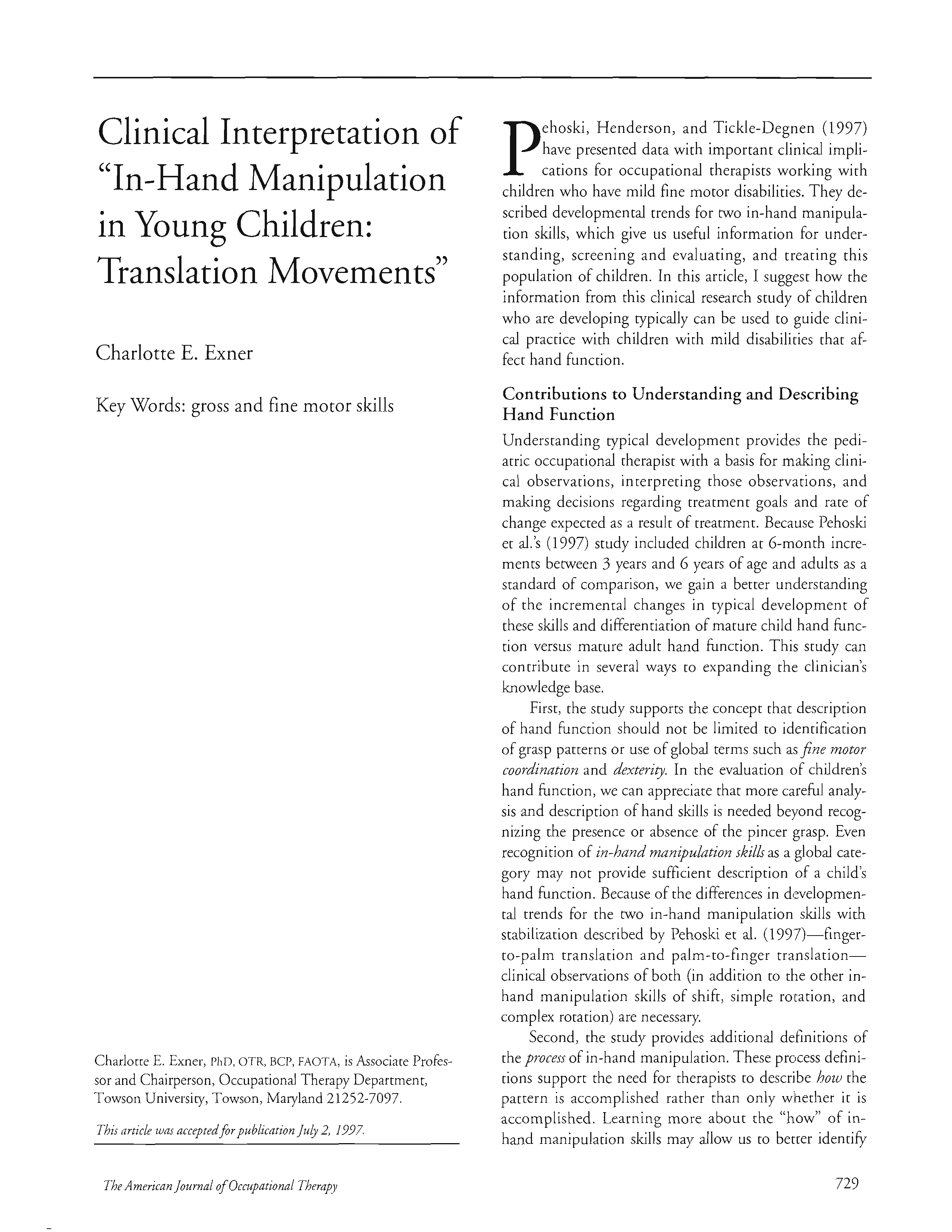 Clinical Interpretation of “In-Hand Manipulation in Young Children ...