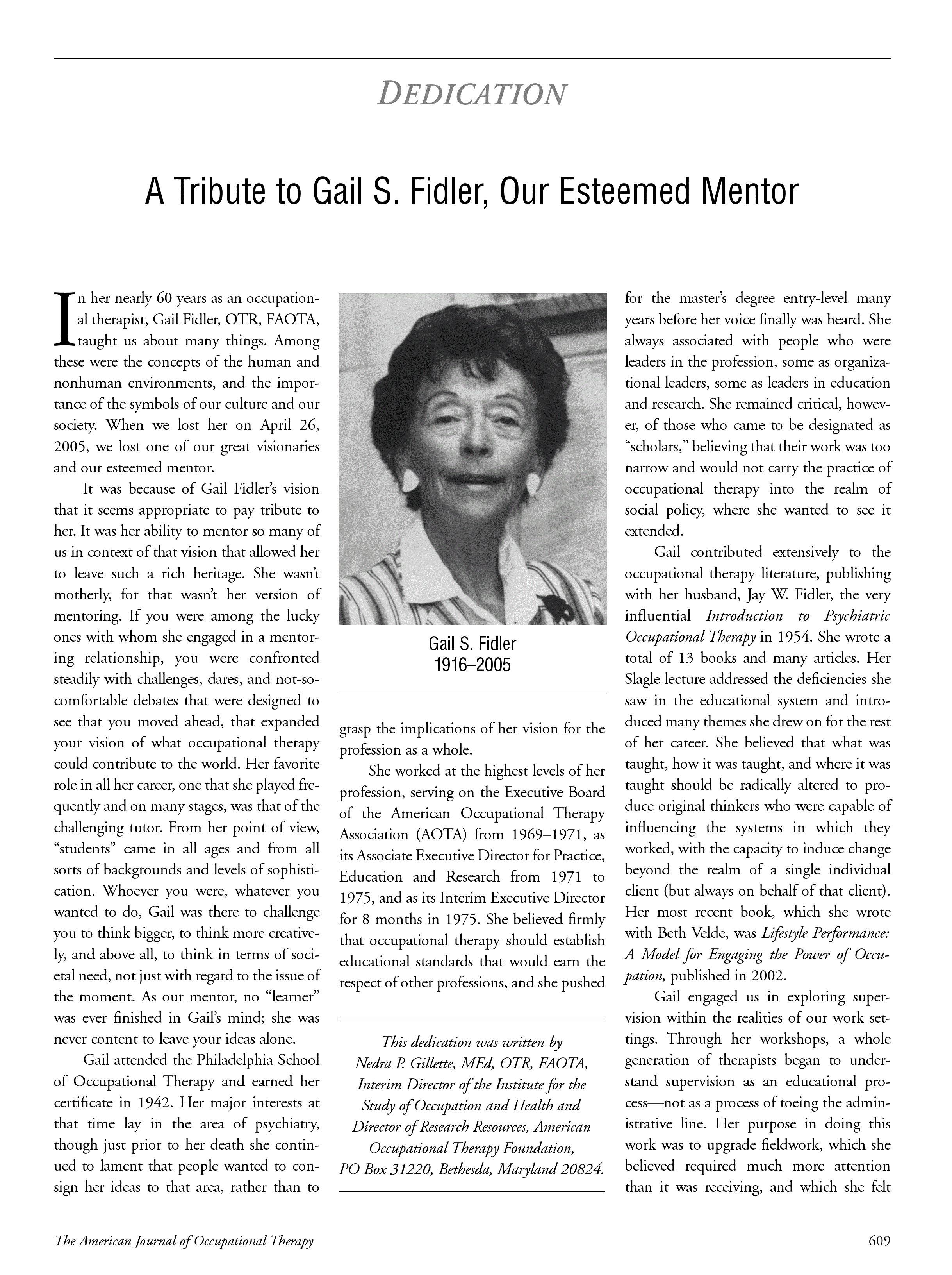 A Tribute to Gail S. Fidler, Our Esteemed Mentor | The American Journal ...