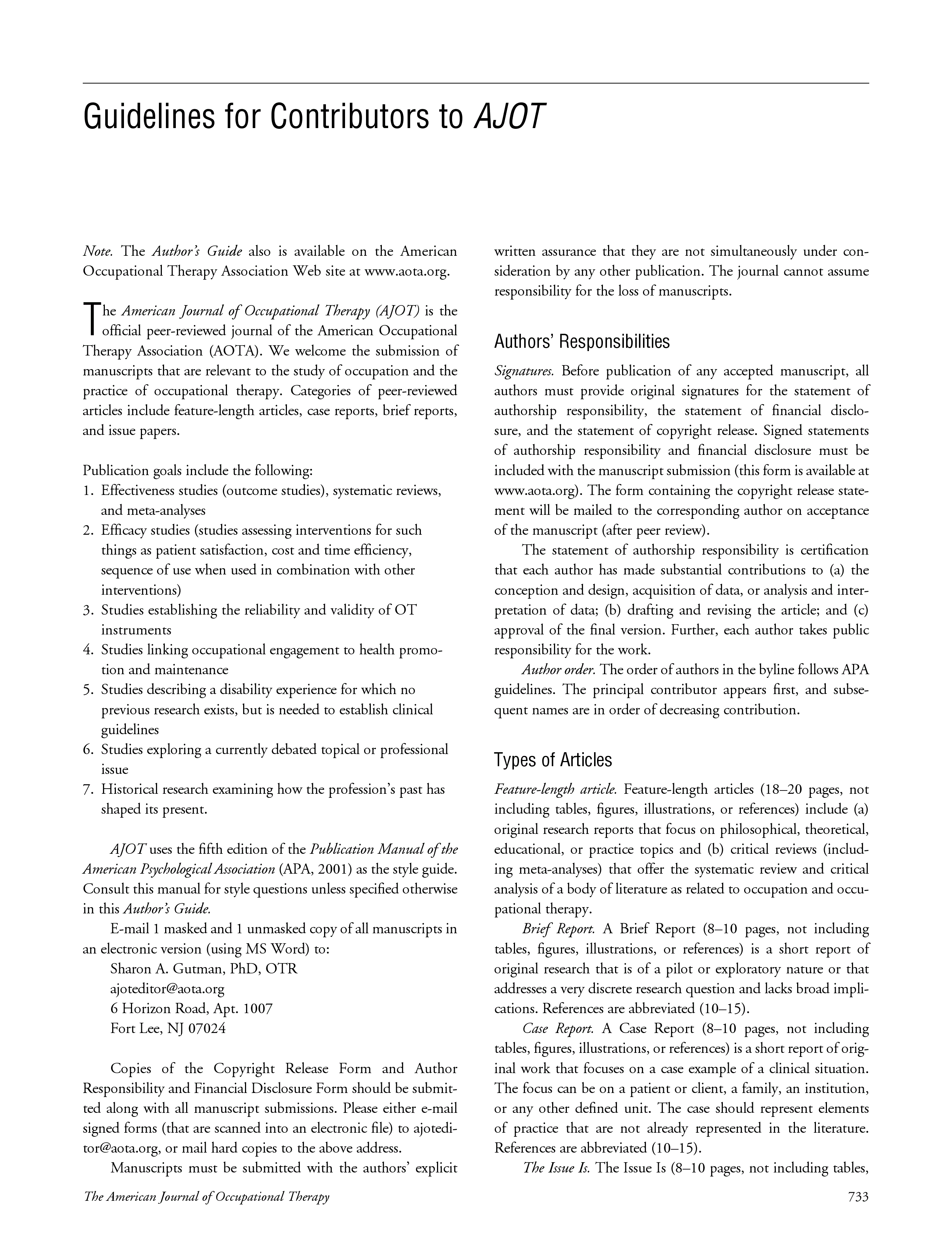 Guidelines for Contributors to AJOT | The American Journal of ...