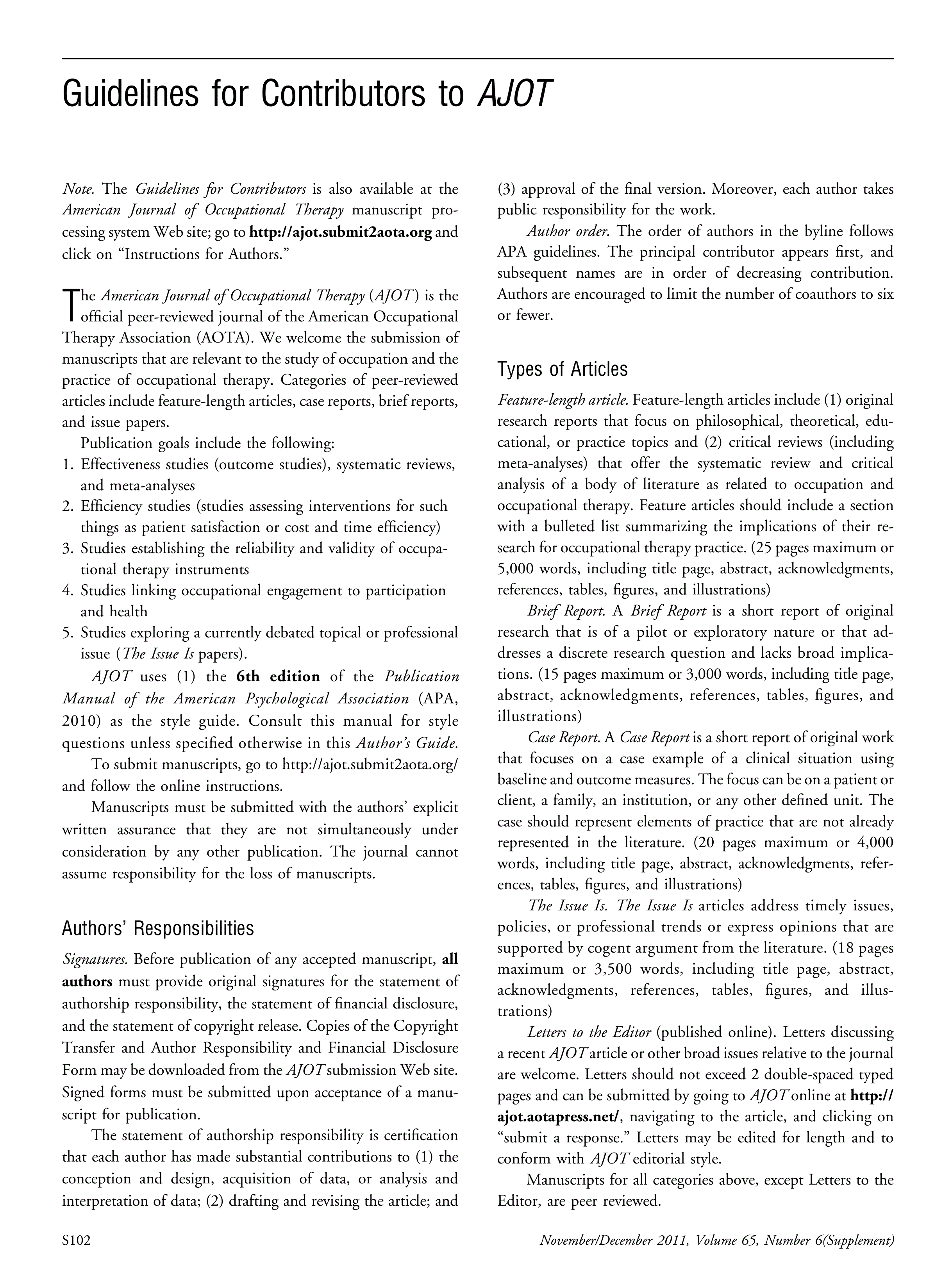 Guidelines for Contributors to AJOT | The American Journal of ...
