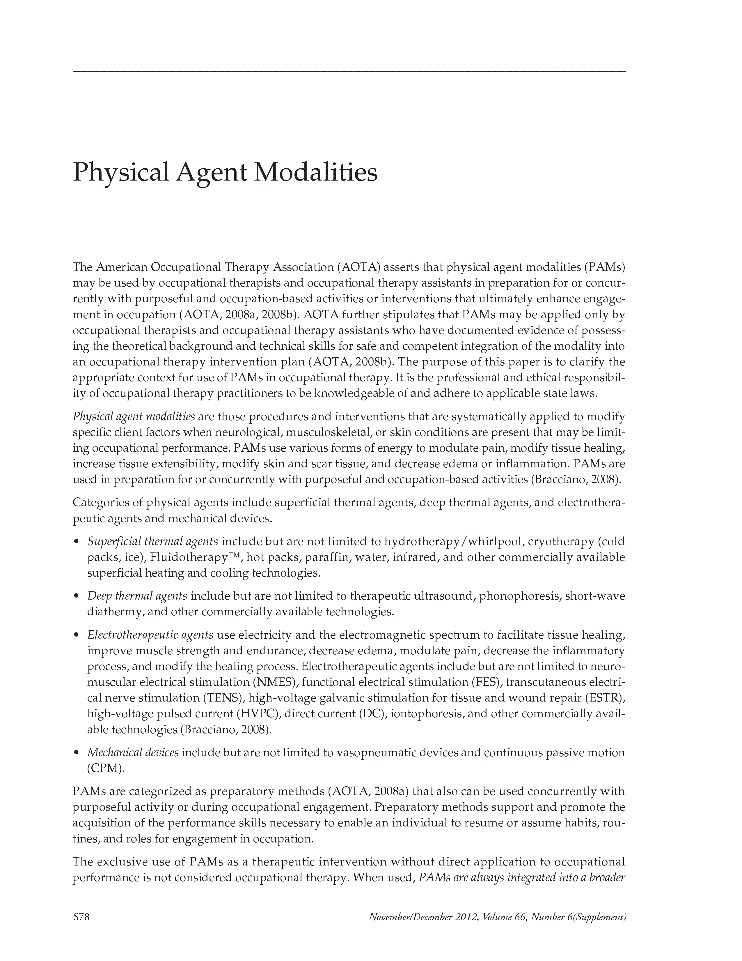 Physical Agent Modalities | The American Journal of Occupational ...